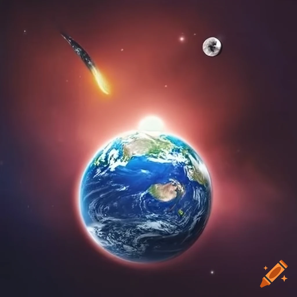 Illustration of a meteor impacting the earth