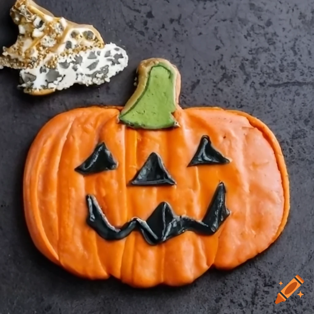 Halloween pumpkin-shaped cookie on Craiyon