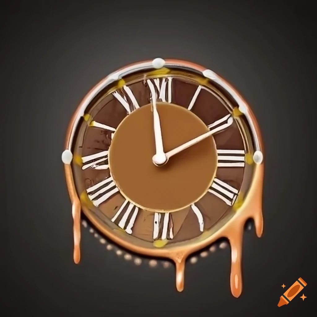 Surreal clock with dripping glue on Craiyon