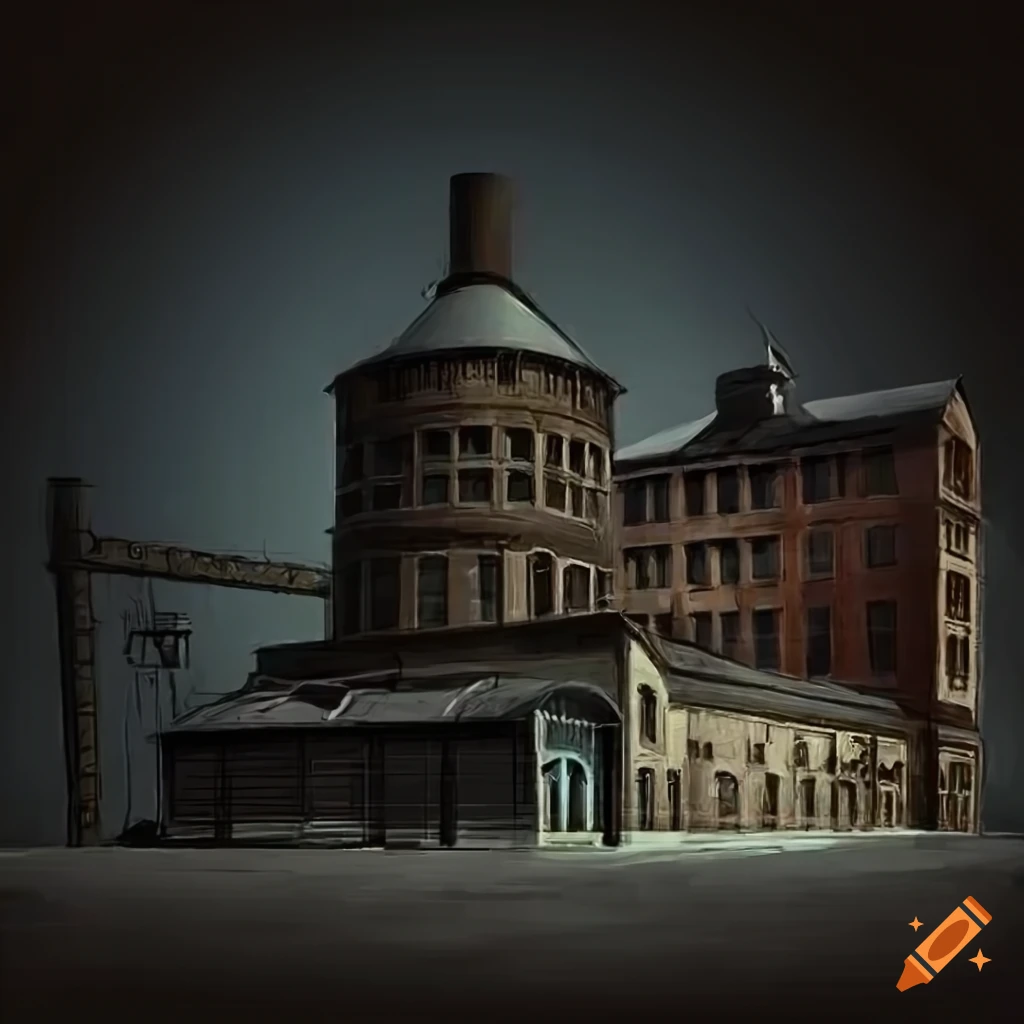 Concept art of early 1900s factory on Craiyon