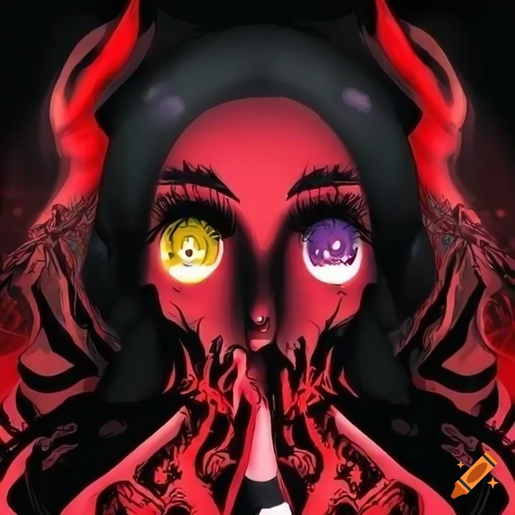 Eye-catching black and red anime-inspired illustration