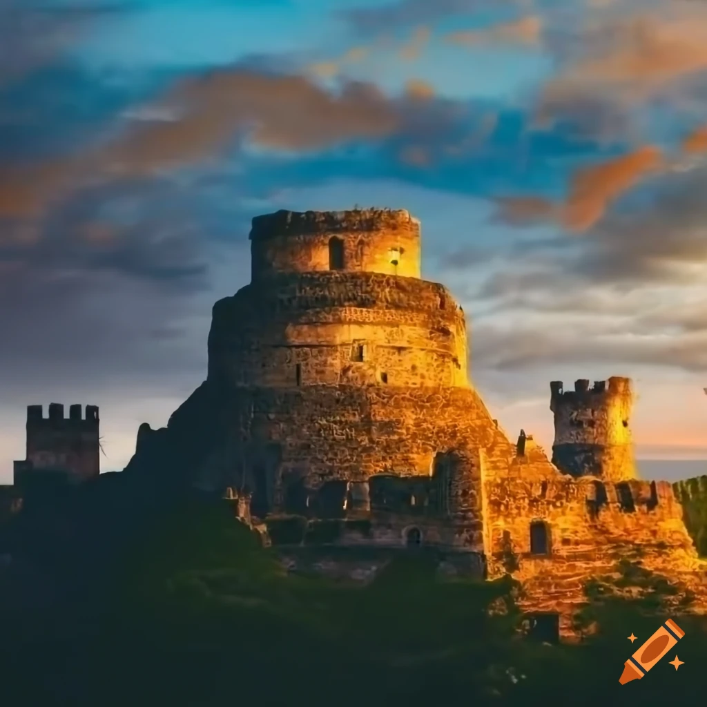 Scenic view of a Mayan-style castle from above on Craiyon