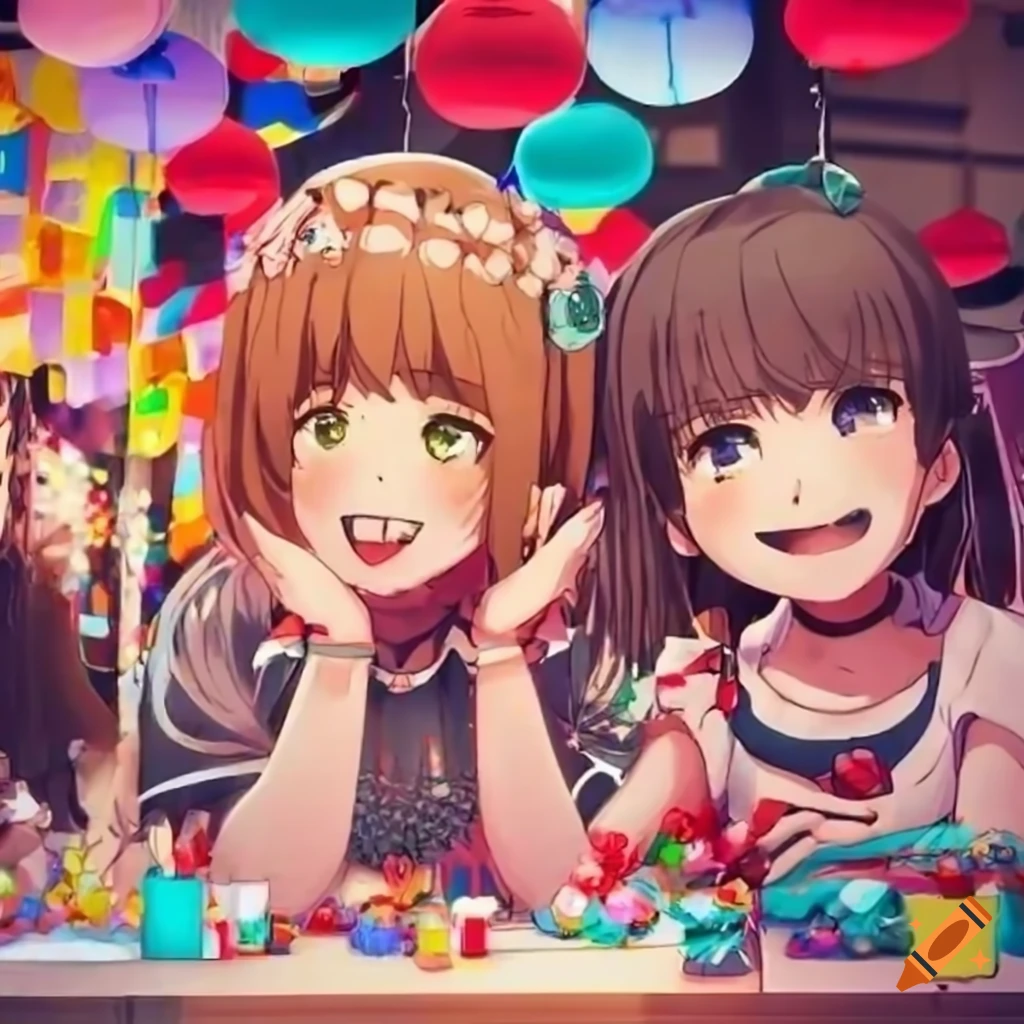 Anime girls crafting decorations on Craiyon