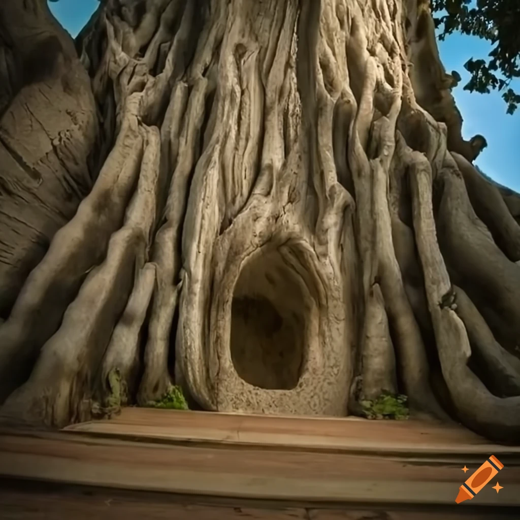 Ceiba tree with dwellings for people on Craiyon