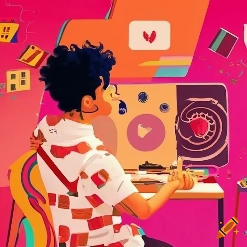 Vibrant retro poster showcasing youtube brand on Craiyon