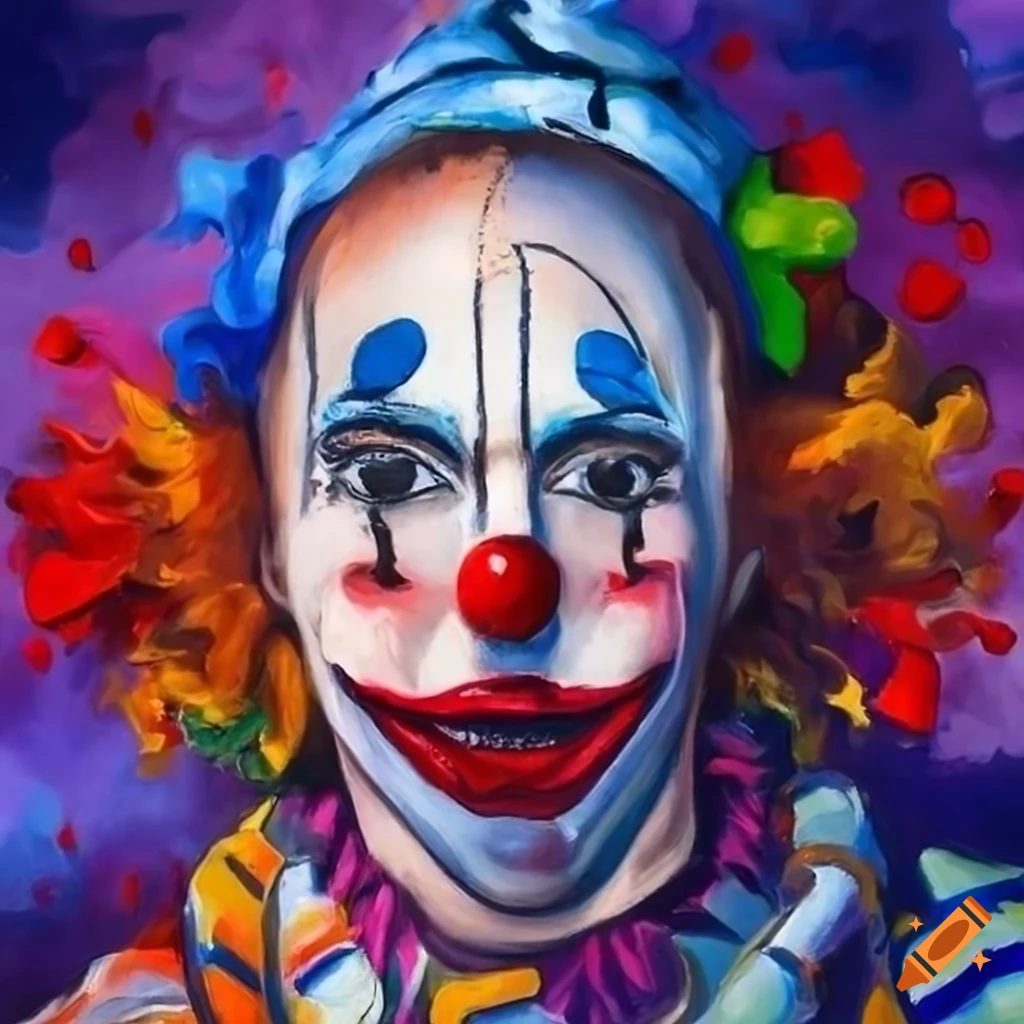 Abstract art painting of a clown on Craiyon