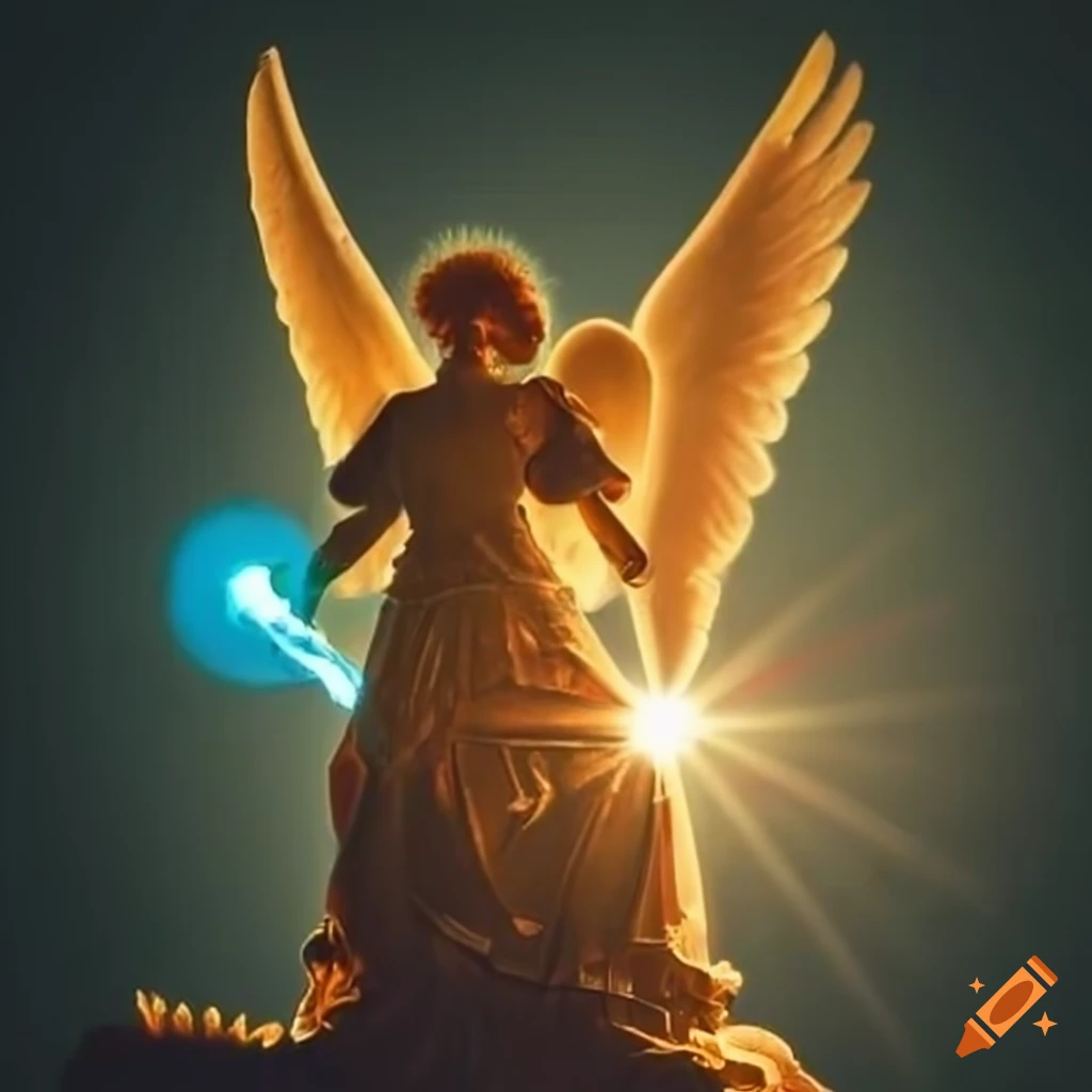 Male angel guarding the fabled city of brass on Craiyon