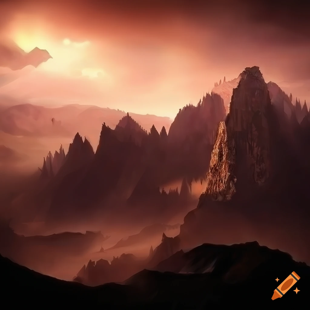 Fantasy landscape with mountains on Craiyon