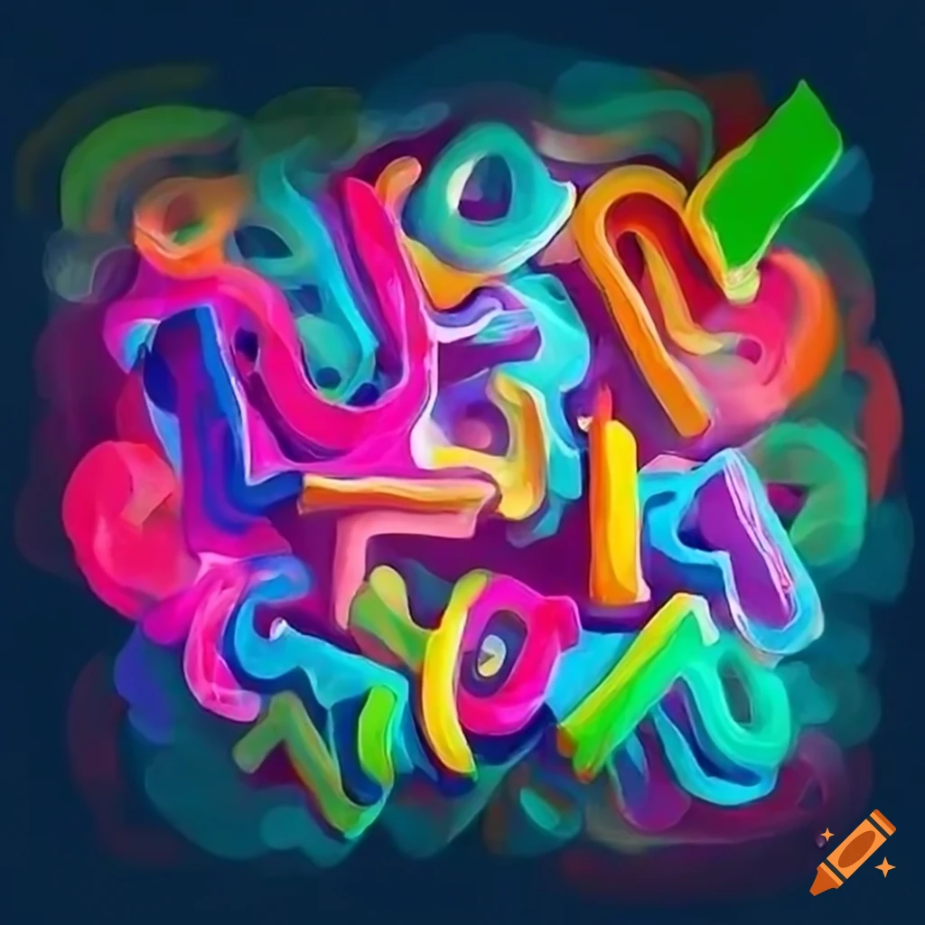 Bold and colorful typographic design on Craiyon