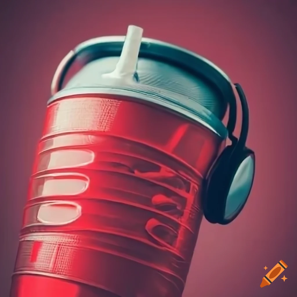 Woman enjoying music with headphones and drinking a refreshing drink