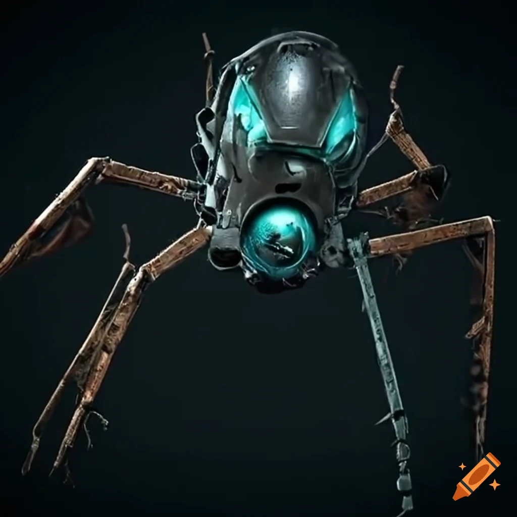 Image of a robotic insect in a post-apocalyptic setting on Craiyon