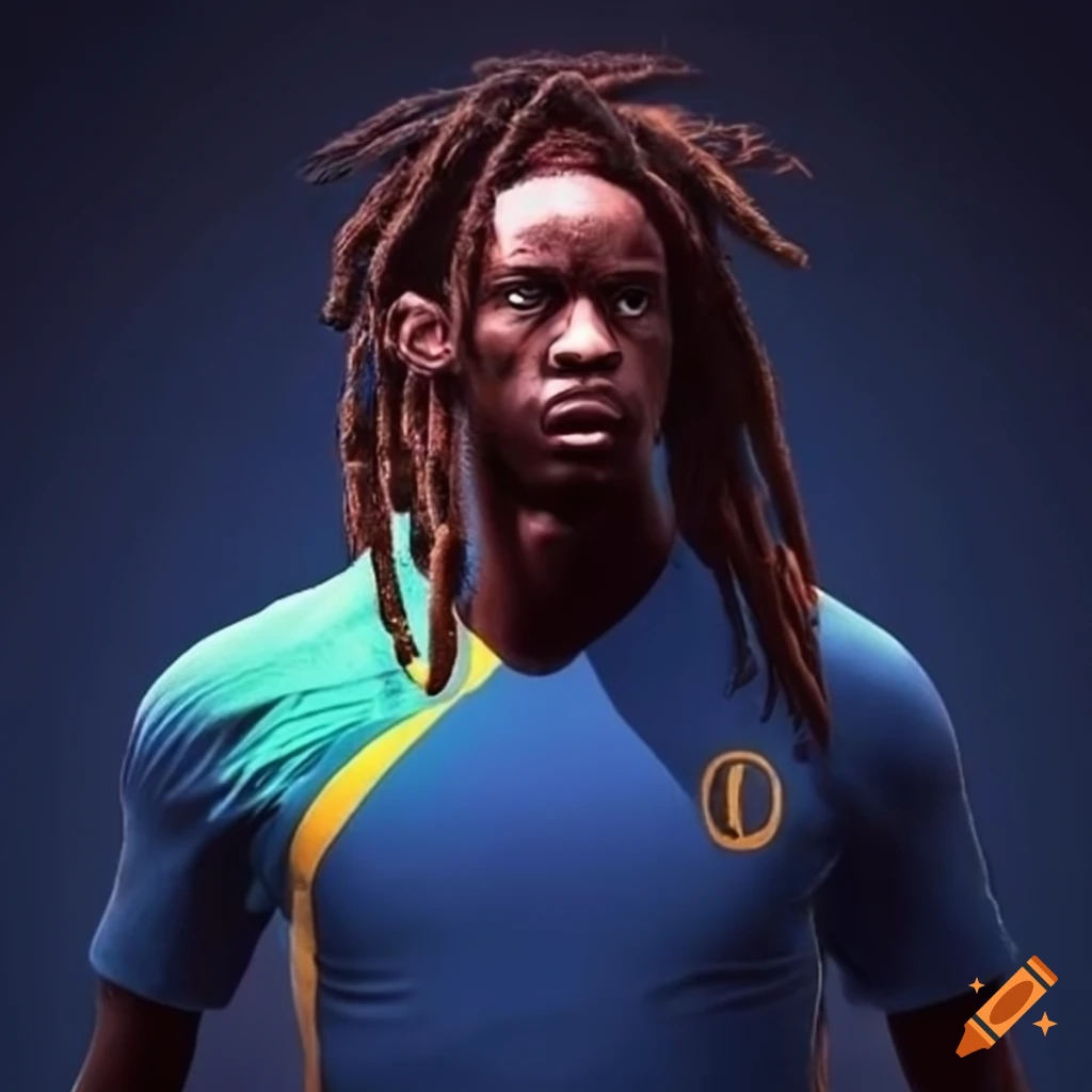 African male soccer player with dreadlocks