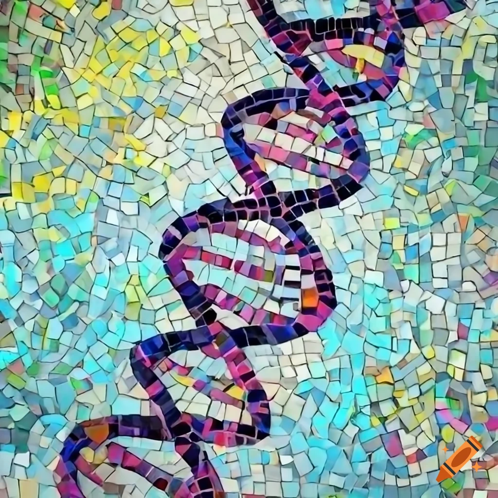 Mosaic mural of a dna helix