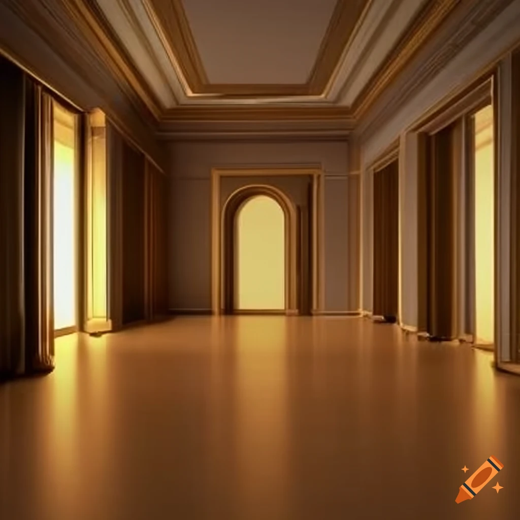 Elegant empty room with golden accents on Craiyon