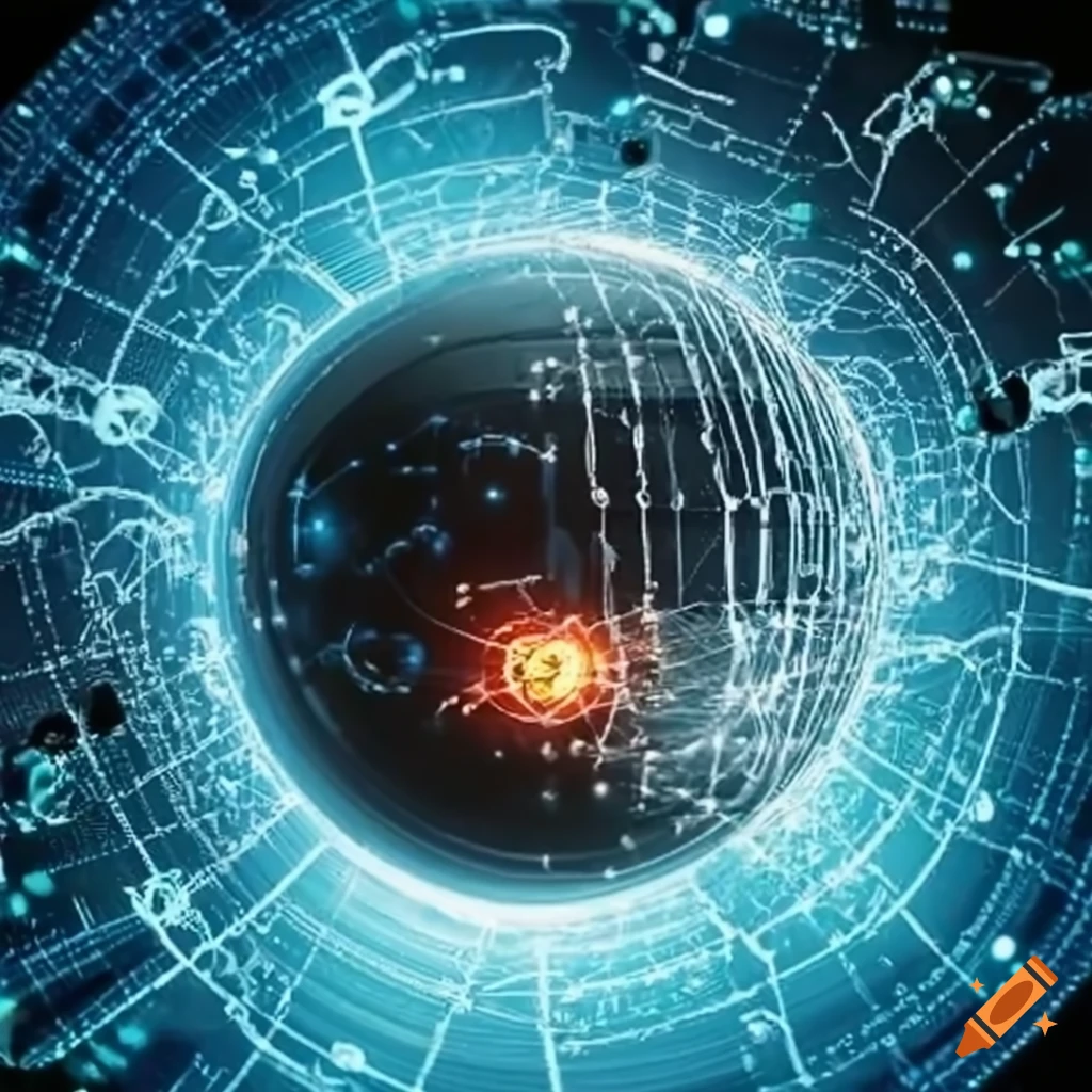 Sci-fi robotic sphere in space with solar panels on Craiyon