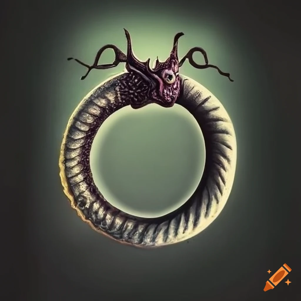 Medieval illuminated manuscript depicting an ouroboros on Craiyon