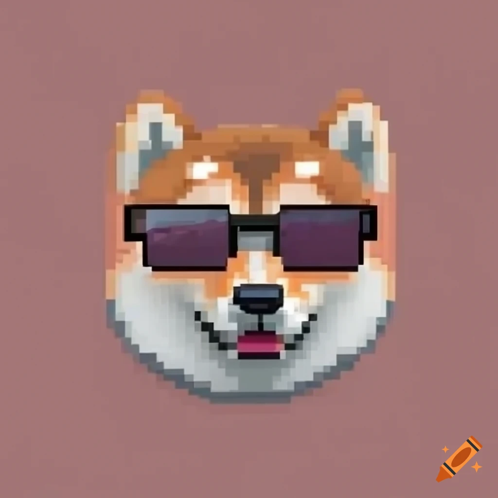 Cute Pixel art of a shiba inu with sunglasses on Craiyon