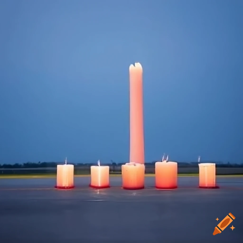 Gigantic candles on an airport runway on Craiyon