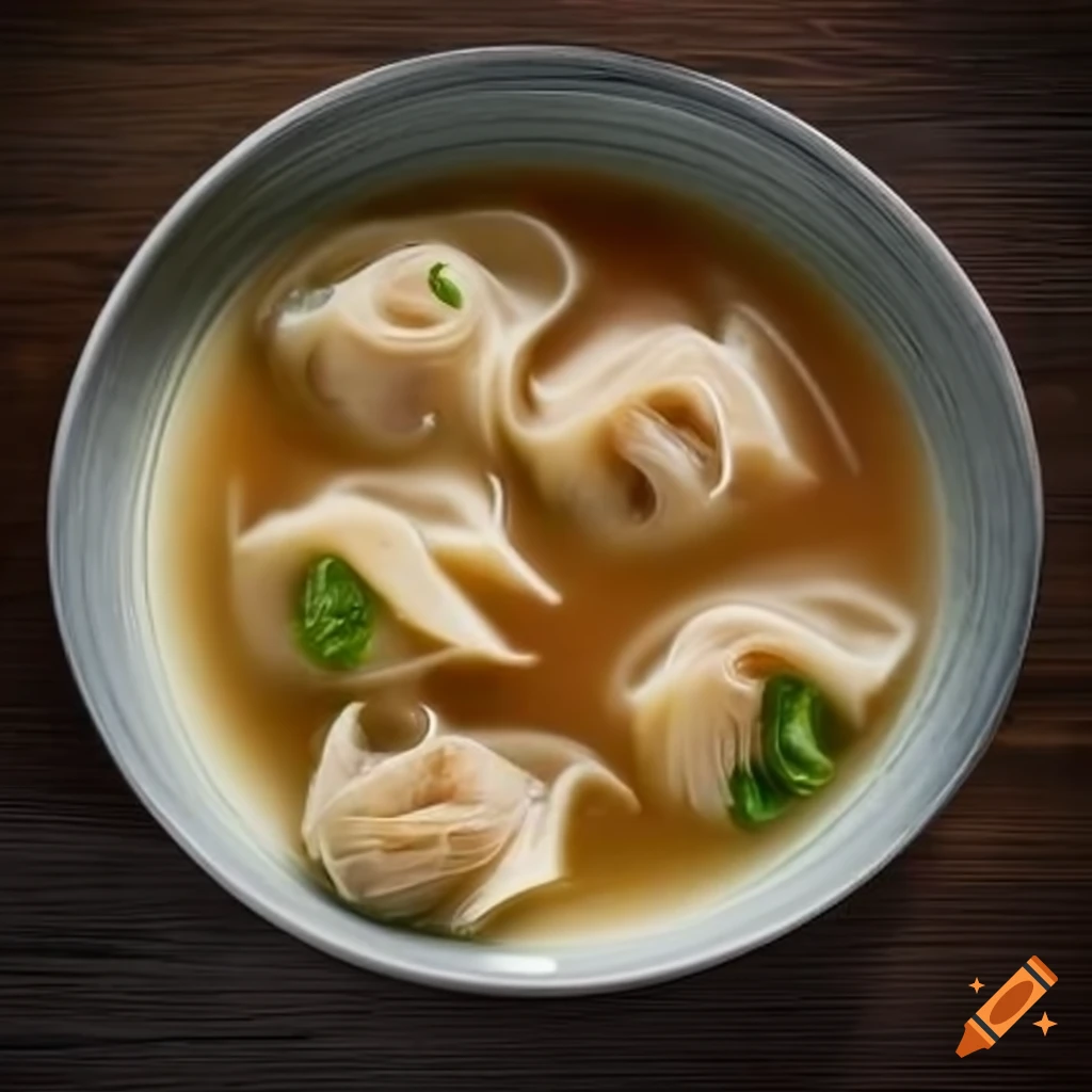 Delicious bowl of wonton soup