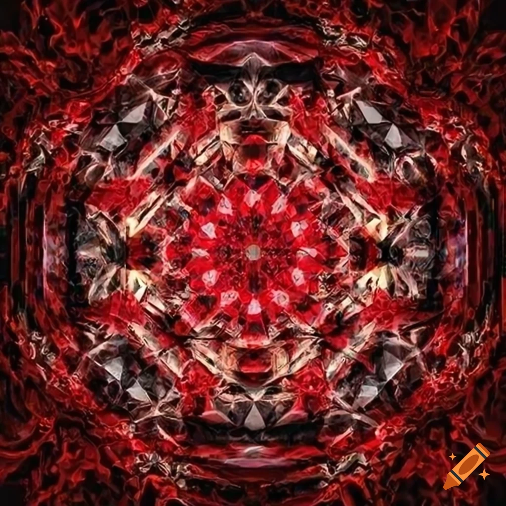 Red logo with a mosaic crystal pattern on Craiyon