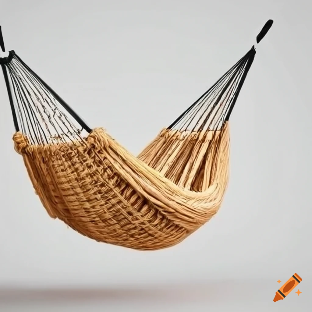 Straw woven hammock on white background on Craiyon