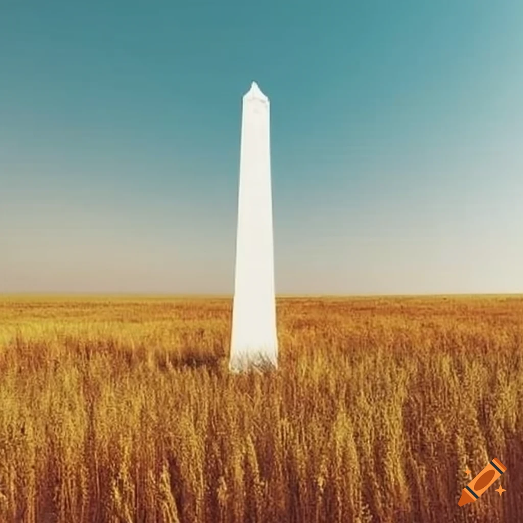 Dark obelisk in a field on Craiyon