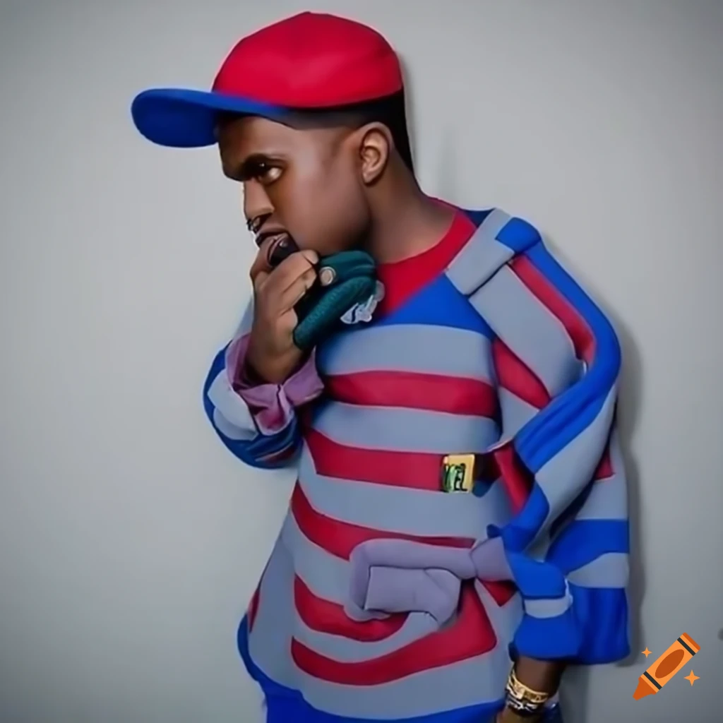 Kanye West cosplay as Ness from Earthbound on Craiyon