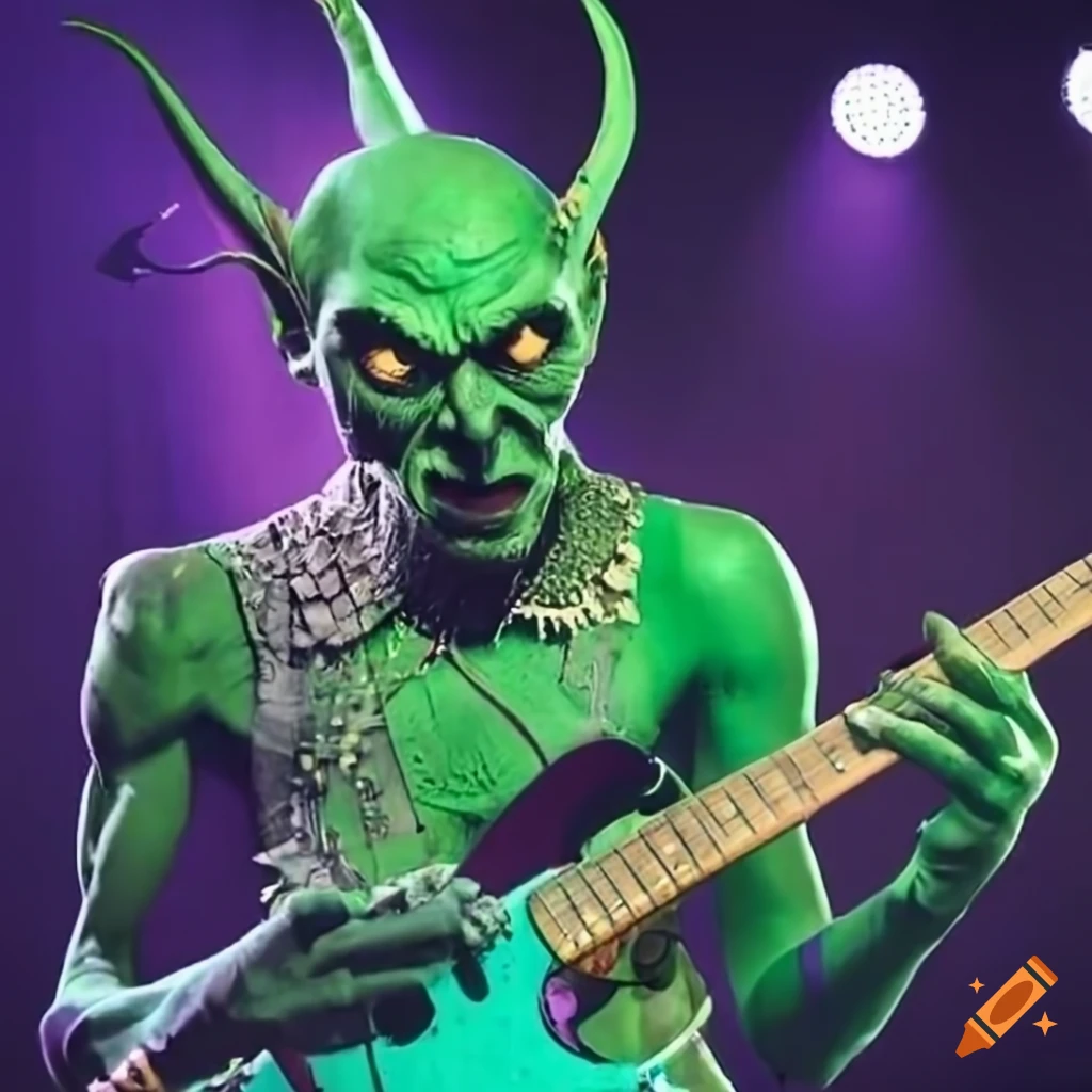 Image of a goblin musician performing on stage on Craiyon