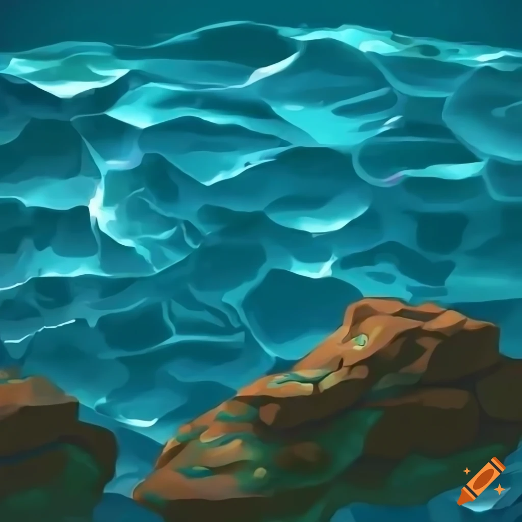 Realistic isometric top-down view of a water scene in a video game on ...