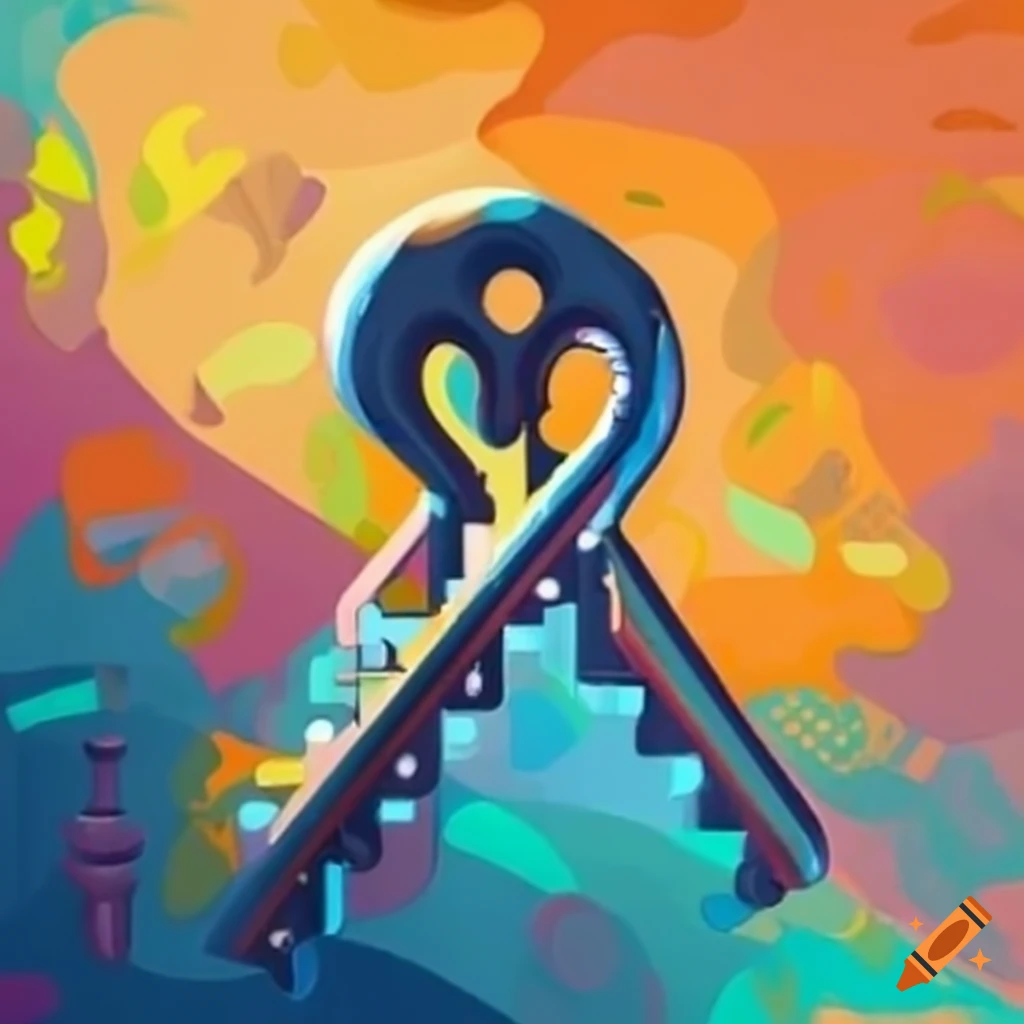 Digital keys illustration on Craiyon