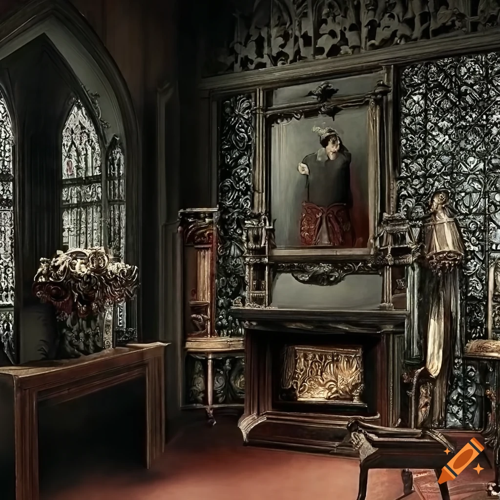 Dark gothic living room on Craiyon