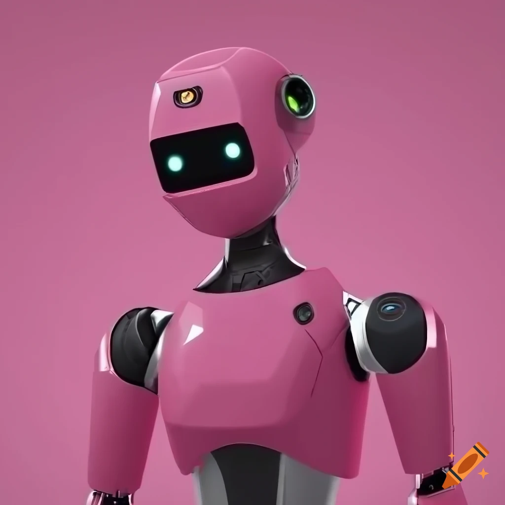 Illuminated fembot robot in a hightech vaporwave setting on Craiyon