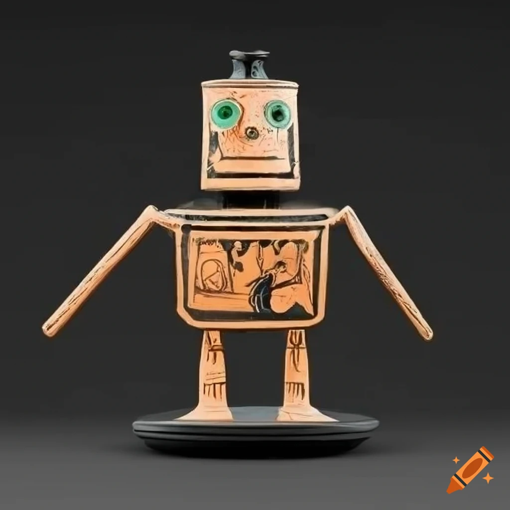 Ancient greek vase with a robot design on Craiyon
