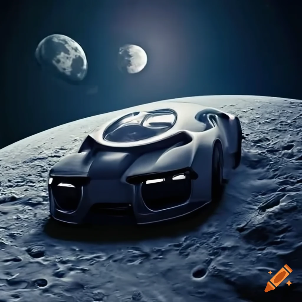 Sport car on the moon surface on Craiyon