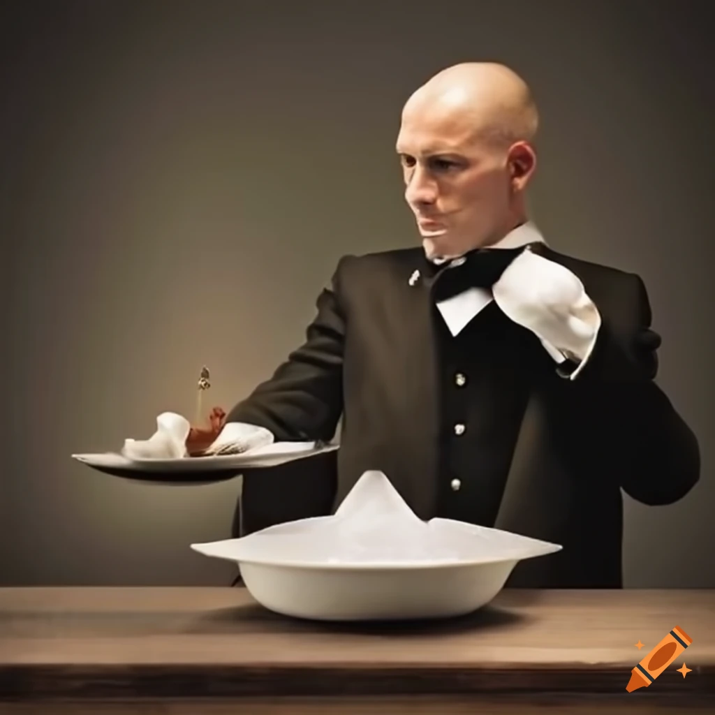 Image of a butler at a table on Craiyon