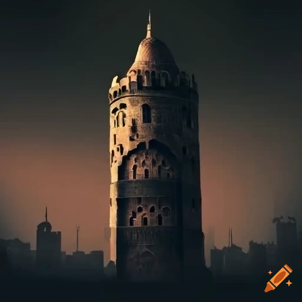 Medieval arabic tower overlooking the city