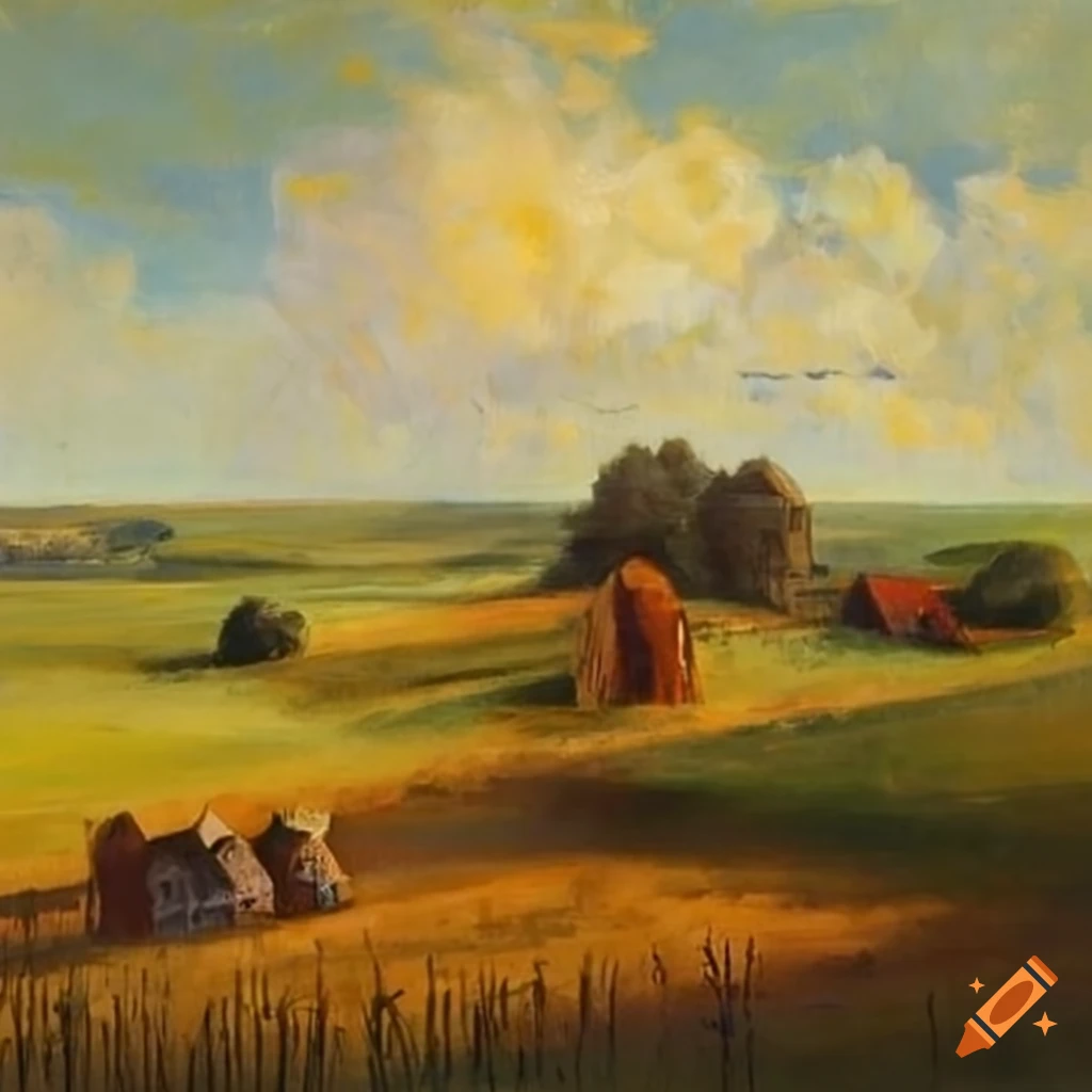 1800's style painting of a farmland on Craiyon