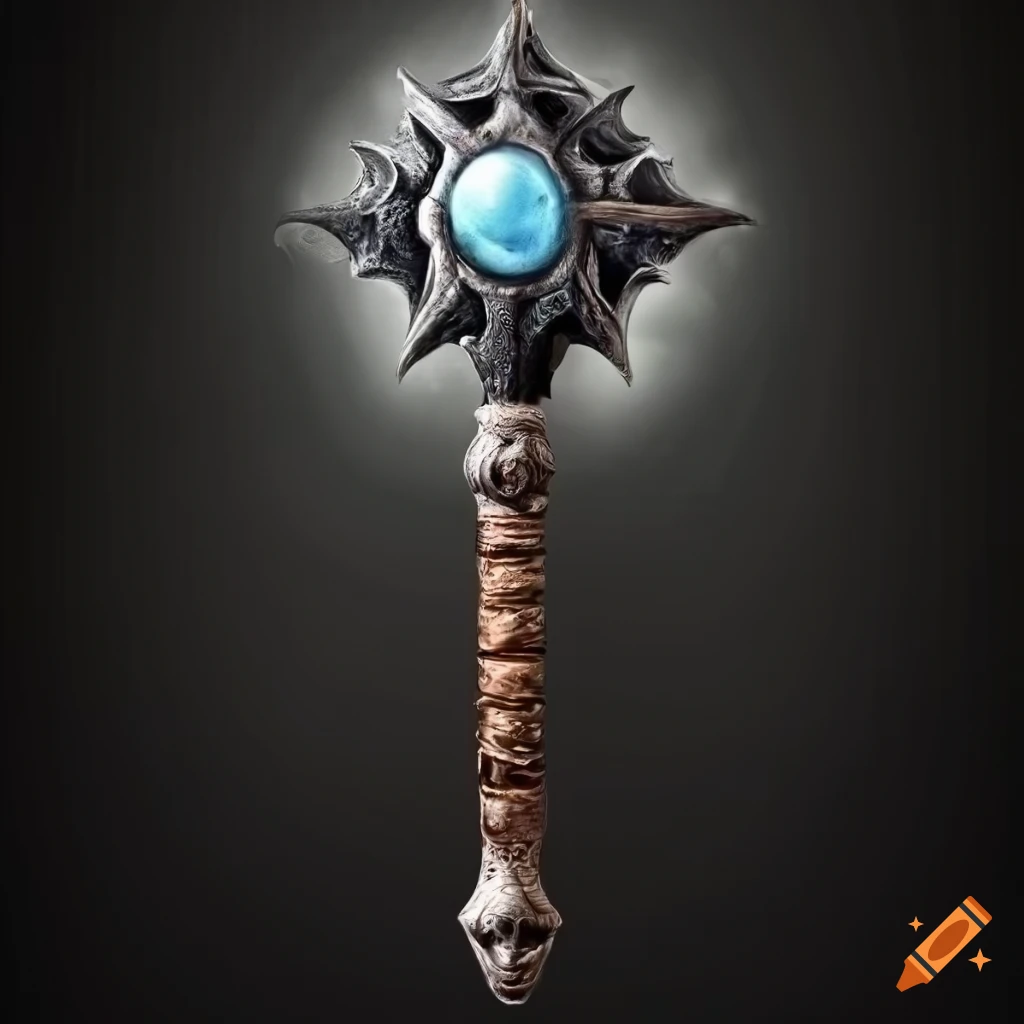 Black background with a magical mace symbol on Craiyon