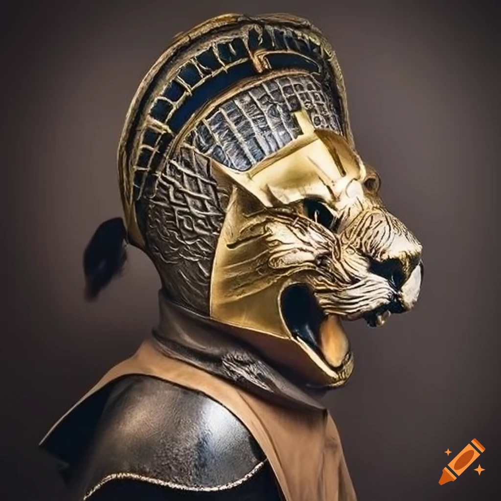 Lion mask knight helmet