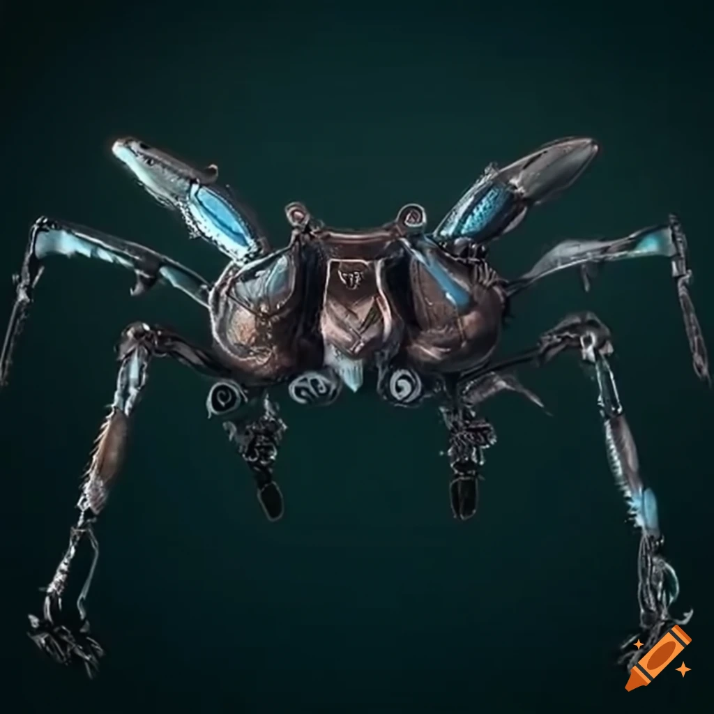 Chrome titan robot spider in a post-apocalyptic setting on Craiyon