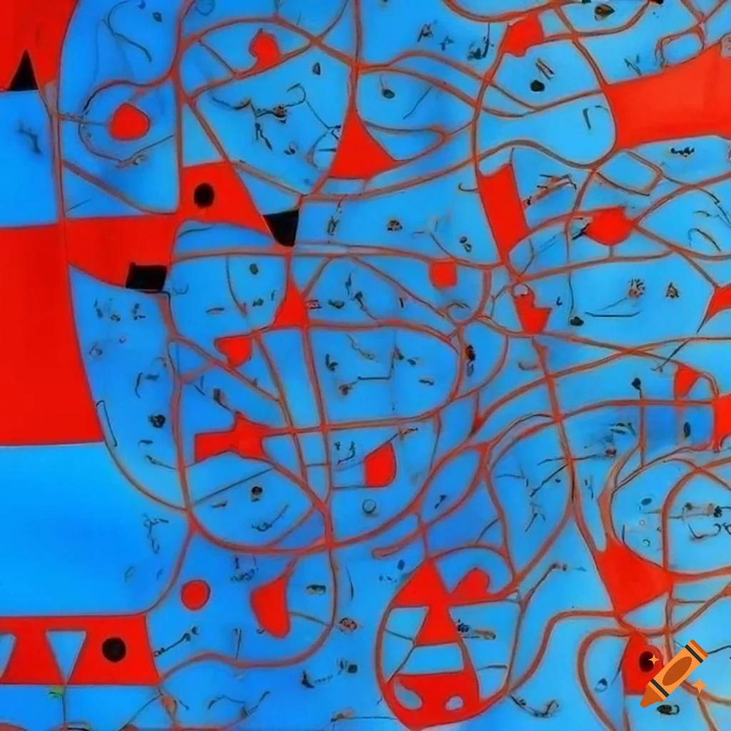 Abstract artwork with red and blue collision of colors on Craiyon