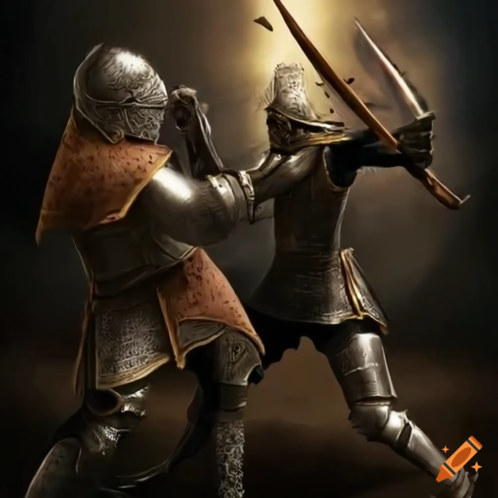 Two knights shaking hands on Craiyon