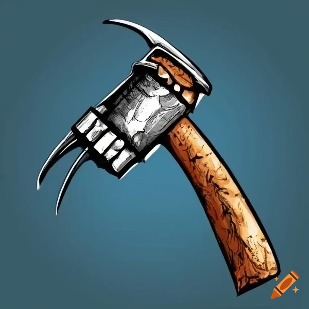 Illustration of a winged hammer