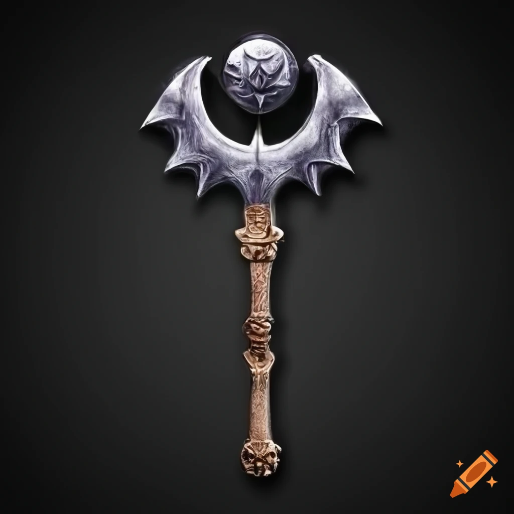 Medieval magical mace symbol on black background on Craiyon