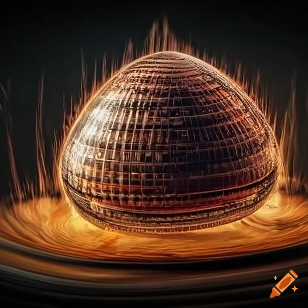 3d visualization of a nuclear fusion reactor with a small sun at its ...