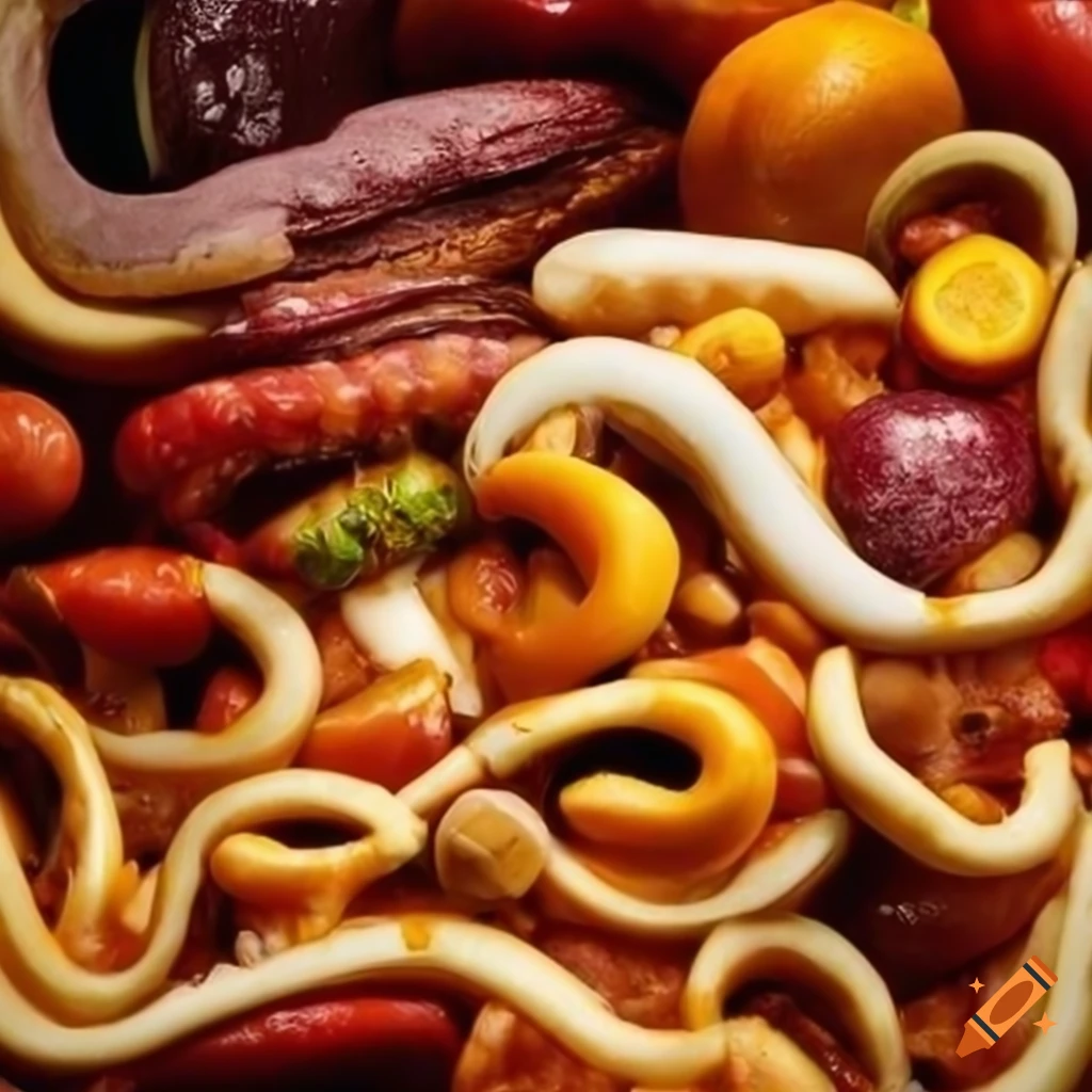 Hyper-realistic depiction of a pile of snack food on Craiyon