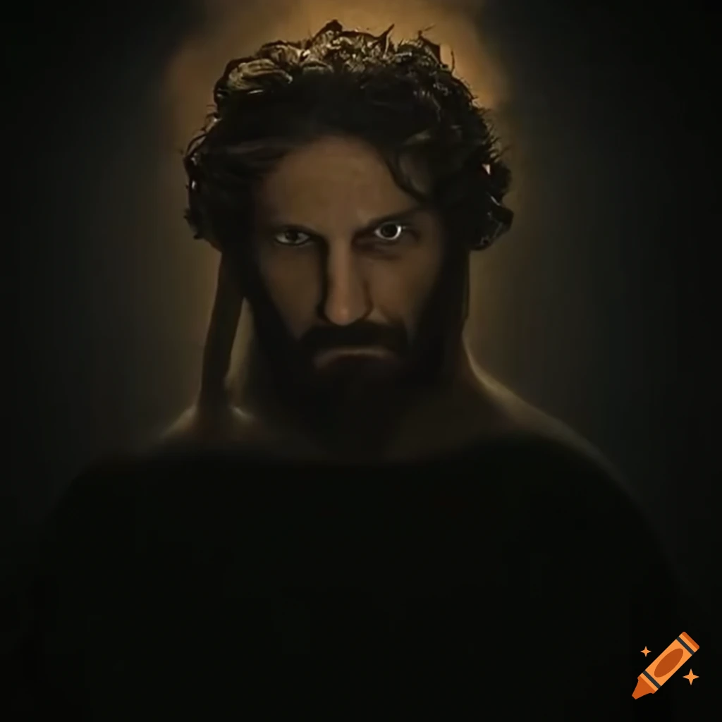 Depiction of jesus with stern expression