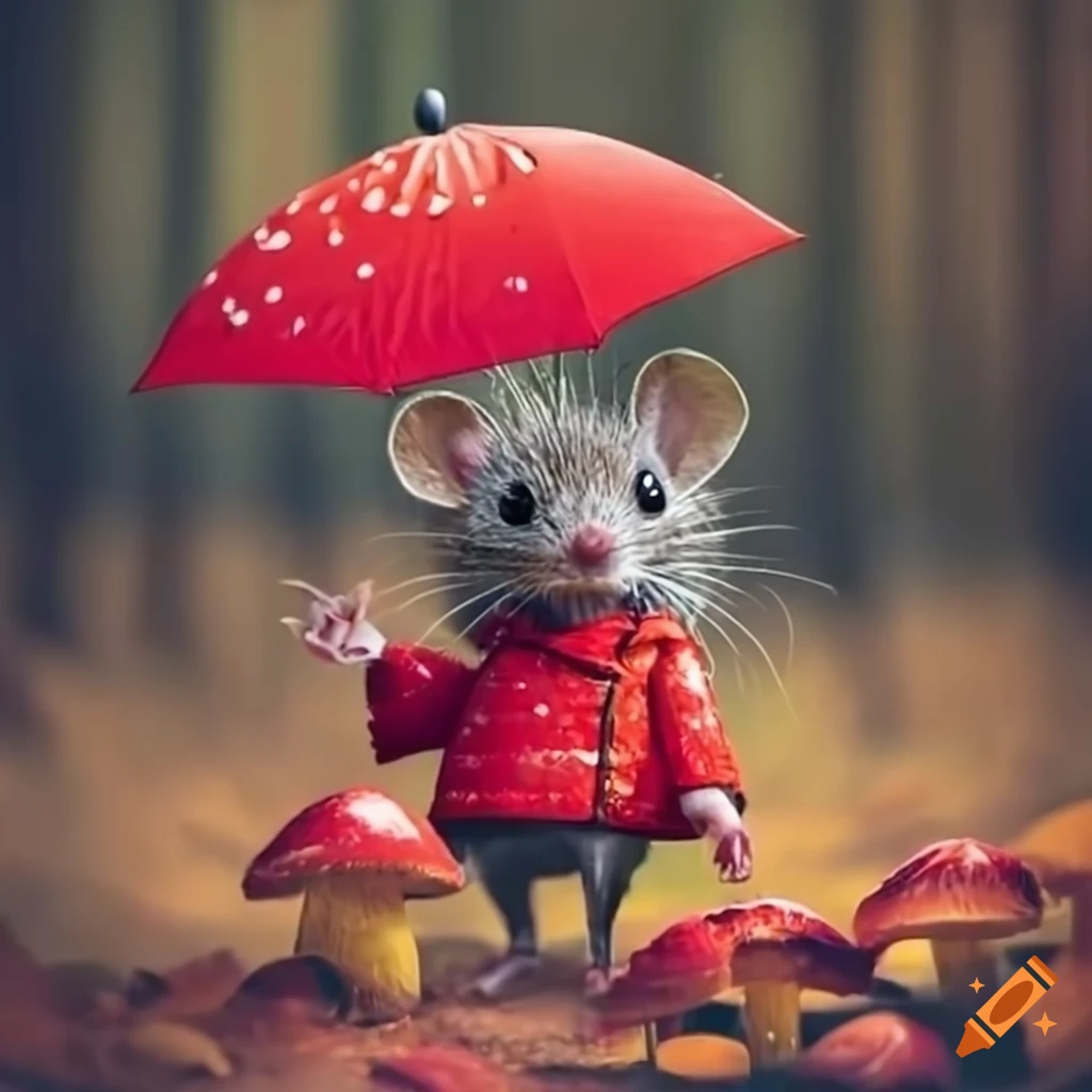 Cute mouse on a leaf on Craiyon