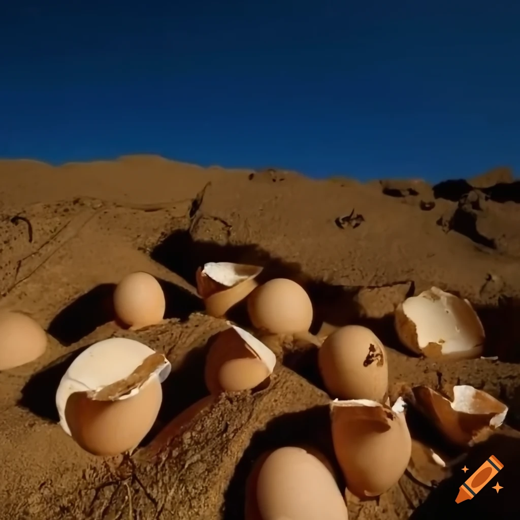 Discovery of empty eggshells in the sand