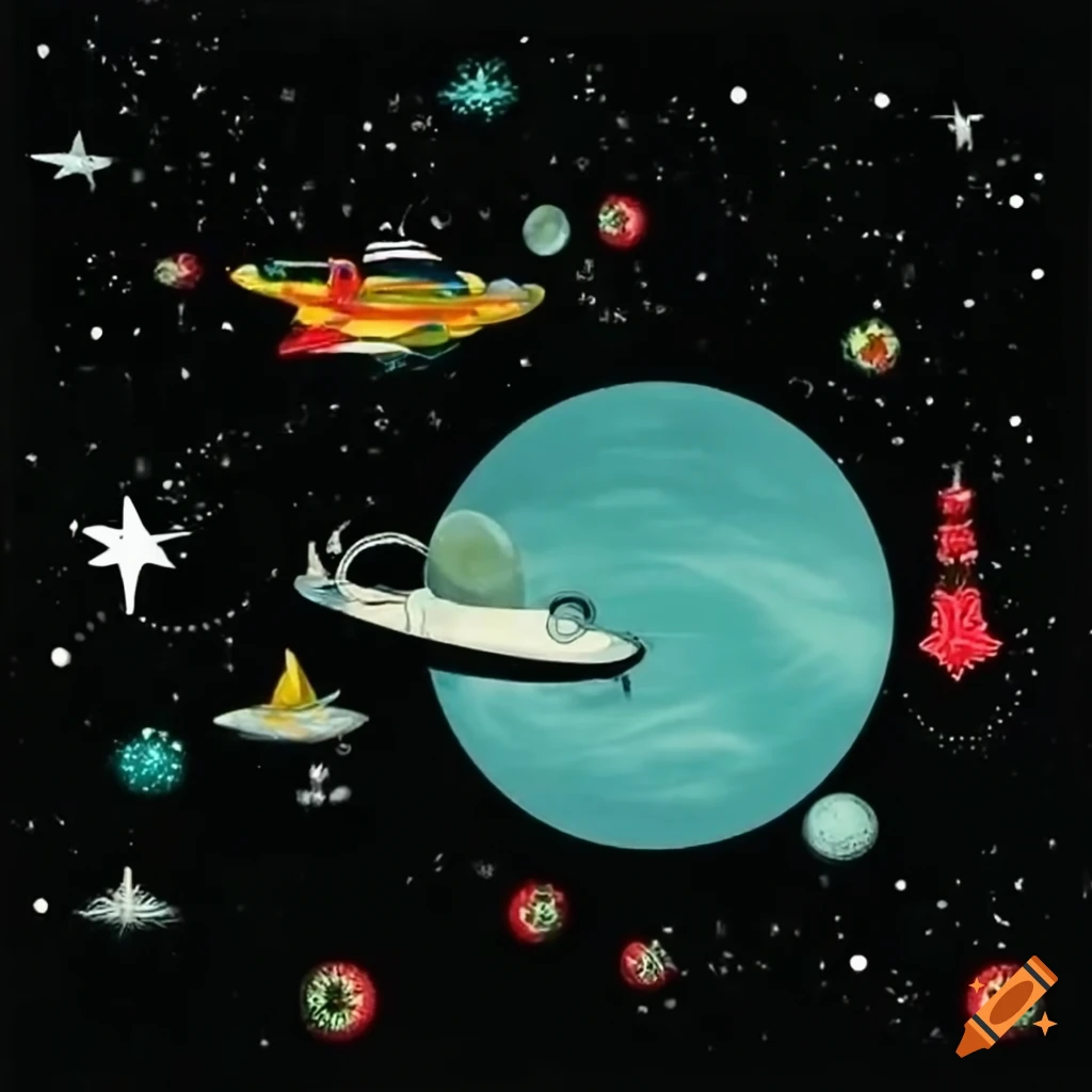 Retro space age Christmas theme on Craiyon